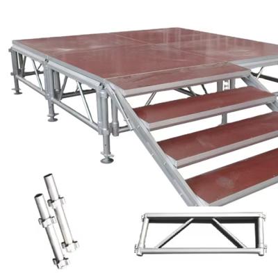 China Adjustable Portable Stage Platform Modular System Square Red Finish Aluminum Alloy Stage for sale