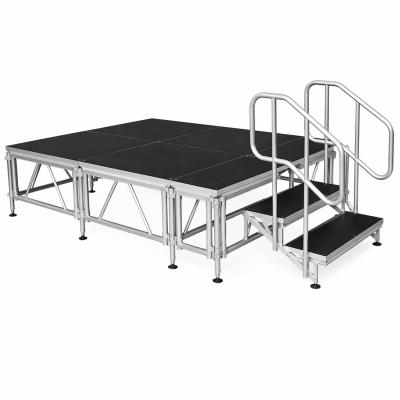 China Aluminum Folding Stage Platform Kit with Stairs Adjustable Height Concert Wedding for sale