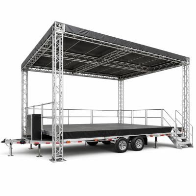 China Mobile Aluminum Stage Truss Portable Outdoor Performance Stage on Wheels for sale