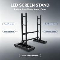 China Heavy-duty steel frame LED screen stand with quick-assembly design and matte black powder-coated finish for sale