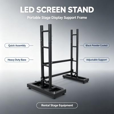 China Heavy-duty steel frame LED screen stand with quick-assembly design and matte black powder-coated finish for sale
