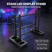 China Heavy-duty steel frame LED screen stand with quick-assembly design and matte black powder-coated finish for sale
