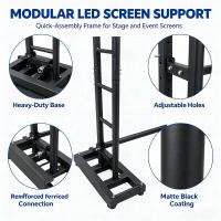 China Heavy-duty steel frame LED screen stand with quick-assembly design and matte black powder-coated finish for sale