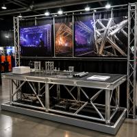 China Foldable Aluminum Truss DJ Booth Workstation with Anti-Slip Platform 100kg Load Capacity and No Tools Required Assembly for sale