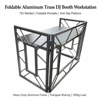 China Foldable Aluminum Truss DJ Booth Workstation with Anti-Slip Platform 100kg Load Capacity and No Tools Required Assembly for sale