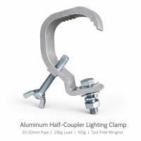 China Aluminum Half-Coupler Lighting Clamp for 30-50mm Truss Pipe with 25kg Load Capacity and Quick-Lock Wingnut for sale