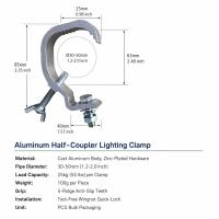 China Aluminum Half-Coupler Lighting Clamp for 30-50mm Truss Pipe with 25kg Load Capacity and Quick-Lock Wingnut for sale