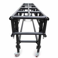 China Mobile Pre-Rig Stage Truss Cart on Wheels, Black Aluminum Truss with Braked Casters, Pre-Rigged for Moving Head Lights, Tool-Free Clamp, Pin-End Sections, Custom Color Available for sale