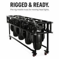 China Mobile Pre-Rig Stage Truss Cart on Wheels, Black Aluminum Truss with Braked Casters, Pre-Rigged for Moving Head Lights, Tool-Free Clamp, Pin-End Sections, Custom Color Available for sale