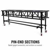 China Mobile Pre-Rig Stage Truss Cart on Wheels, Black Aluminum Truss with Braked Casters, Pre-Rigged for Moving Head Lights, Tool-Free Clamp, Pin-End Sections, Custom Color Available for sale