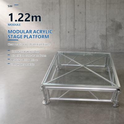 China Clear Acrylic Modular Stage Platform with 1.22m Module and Aluminium Cross Frame for Events for sale