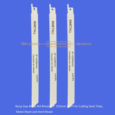 China M2 Bimetal Recip Saw Blade 9 Inch 225mm 14TPI for Cutting Steel Tube Metal Sheet and Hard Wood for sale