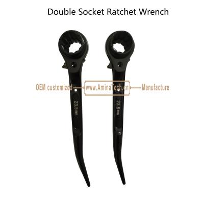 China Double Socket Ratchet Wrench Carbon Steel 21mm 23.5mm for Scaffolding Construction for sale