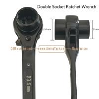 China Double Socket Ratchet Wrench Carbon Steel 21mm 23.5mm for Scaffolding Construction for sale