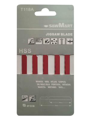 China 5PCS T118A HSS Jigsaw Blades 21TPI 75mm for Thin Metal Cutting for sale