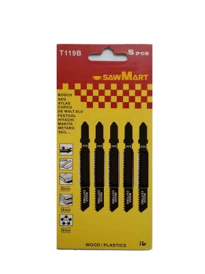 China 5PCS T119B HCS Jigsaw Blades 12TPI 75mm for Wood and Plastic Cutting for sale