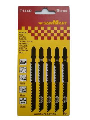 China 5PCS T144D HCS Jigsaw Blades 6TPI 75mm for Fast Straight Cutting in Hardwood Softwood Chipboard for sale