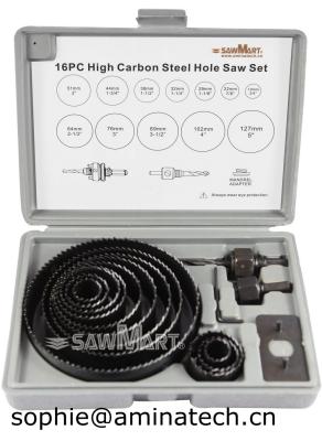 China 16-Piece Hole Saw Set 3/4 to 5 Inch with Case for Drywall Wood Cutting for sale