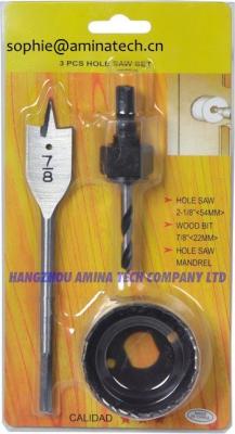 China 3 Piece Door Lock Installation Kit 54mm Holesaw 25mm Spade Bit Heat Treated Blades for sale
