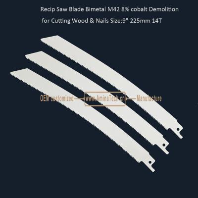 China Bimetal M42 8% Cobalt Recip Saw Blade 9 Inch 225mm 10/14 TPI for Demolition Wood Nails for sale