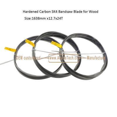 China High Carbon SK4 Bandsaw Blade for Wood Cutting 1638mm x 12.7mm 24T Black Hardened for sale