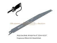 China Bimetal M42 8% Cobalt Recip Saw Blade 9 Inch 225mm 6/12T for Demolition Cutting Wood and Nails for sale