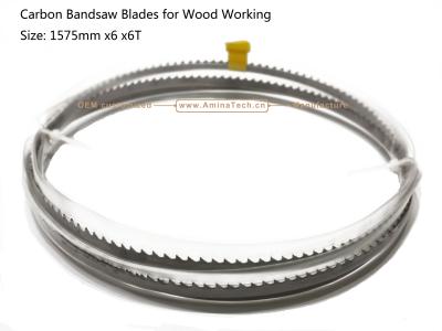 China Aminatech Carbon SK5 Bandsaw Blades 1575mm x 6mm x 6T for Wood and Soft Metal Cutting for sale