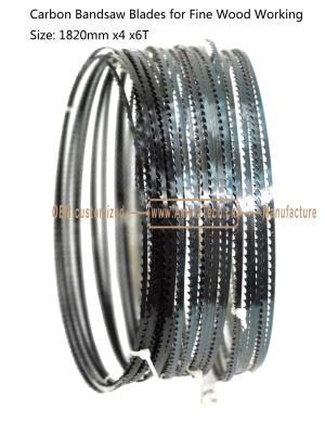 China Carbon Bandsaw Blades for Fine Wood Working 1820mm x 4 x 6T SK5 Hardened Steel for sale