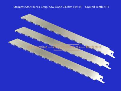 China Stainless Steel 3Cr13 Reciprocating Saw Blade 240mm x 19mm 8TPI for Wood Bamboo Plastic Frozen Meat for sale