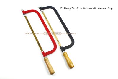 China 12 Inch Heavy Duty Iron Hacksaw with Wooden Grip 300mm Carbon Steel Blade for sale