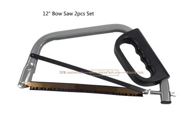China 12 Inch 300mm Bow Saw 2pcs Set Carbon Steel Blade for Wood Plastic Pipe Cutting for sale