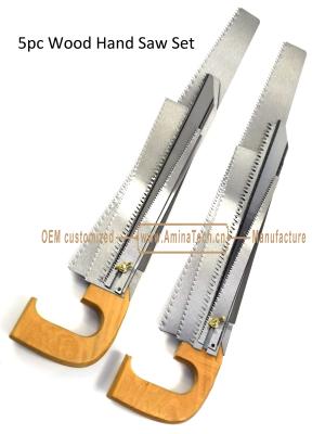 China 5 Piece Wood Hand Saw Set 495mm 300mm 298mm 252mm 225mm for Cutting Wood and Garden Pruning for sale