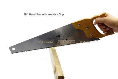 China Aminatech 18 Inch Carbon Steel Hand Saw with Wooden Grip for Wood Cutting and Garden Pruning 450mm for sale