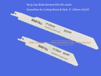 China Bimetal M42 8% Cobalt Reciprocating Saw Blade 6 Inch 150mm 10/14 TPI for Wood and Nail Demolition for sale