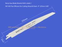 China Bimetal M42 Cobalt Recip Saw Blade 9 Inch 225mm 5/8 TPI for Wood and Nails Cutting for sale