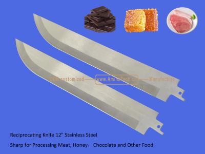China 12 Inch Stainless Steel Reciprocating Knife 300mm Sharp for Meat Honey Chocolate Food Processing for sale