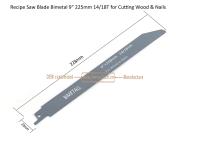 China Bimetal Reciprocating Saw Blade 9 Inch 225mm 14/18 TPI for Wood and Nail Cutting for sale