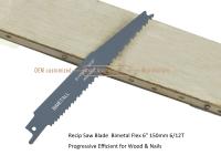 China Bimetal Reciprocating Saw Blade 6 Inch 150mm 6/12 TPI Progressive for Wood and Nails for sale