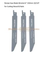 China Bimetal Reciprocating Saw Blade 6 Inch 150mm 10/14 TPI for Wood and Nail Cutting for sale