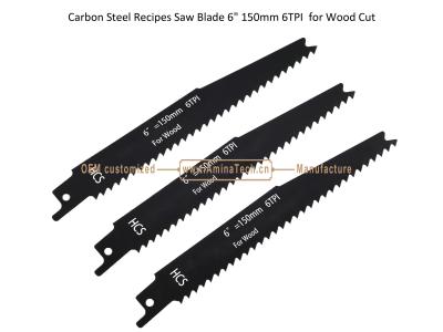 China Carbon Steel Reciprocating Saw Blade 6 Inch 150mm 6TPI for Wood Cutting Power Tools for sale