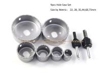 China 9pcs Carbide Grit Hole Saw Set 7/8 to 2-7/8 Inch for Tile and Punch for sale