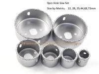 China 9pcs Carbide Grit Hole Saw Set 7/8 to 2-7/8 Inch for Tile and Punch for sale