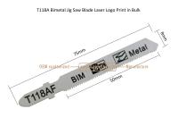China T118AF Bimetal Jig Saw Blade 75mm x 8 x 24T Laser Logo Bulk for Soft Metal Cutting for sale