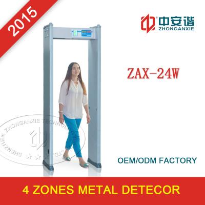 China Silver Grey Walk Through Metal Detector 4 Zones 90-240V Airport Security Door Frame for sale