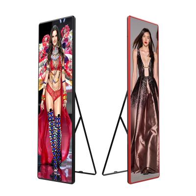 China Full Color Portable LED Mirror Poster Screen For Mall Indoor P1.8 P2.5mm Standing Advertising Screen Display for sale