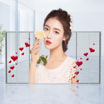 China Transparent Glass Led Screen Wall Curtain Window Superior IC P3.9 P7.8mm for sale