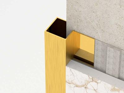 China Brushed Square Shape Stainless Steel Tile Trim 0.6mm Finishing Strip Outside for sale