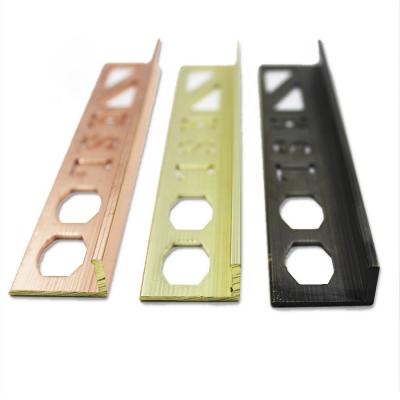 China L Shape Brushed Brass Tile Trim 10mm Connective Strip ISO9001 for sale