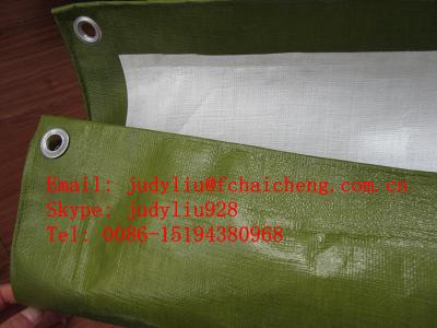 China olive green and white pe tarpaulin used outdoor for carwash for sale