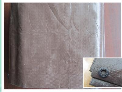 China 220gsm brown tarpaulin with plastic eyelets for sale